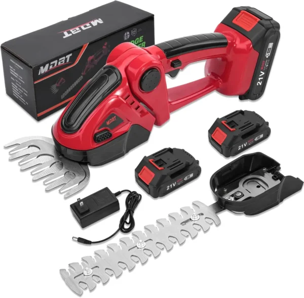 Cordless Electric Mini Hedge Trimmer 2-in-1 with Battery and Charger ...